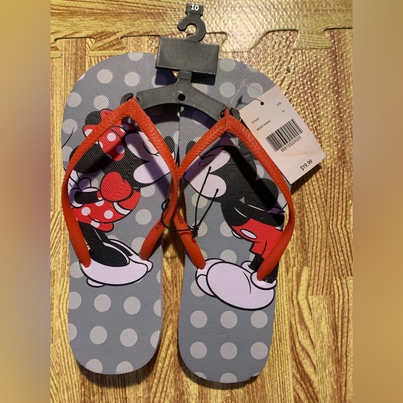 Disney | Shoes | 3 5 Disney Kissing Minny And Mickey Flip Flops Womens Size 1 Nwt | Poshmark